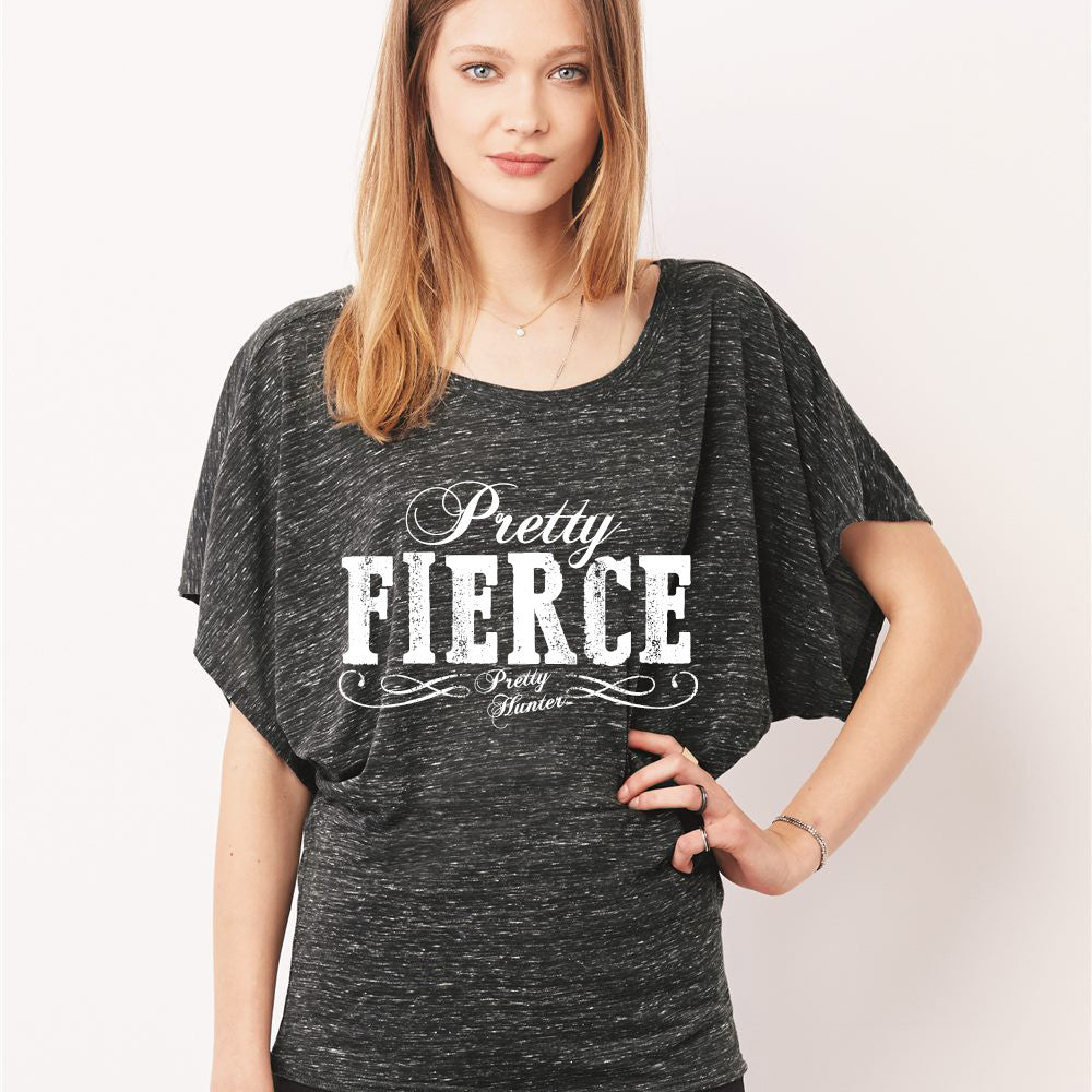 'Pretty Fierce' Charcoal Flowy Sleeve Dolman Tee – Prettyhunter.com